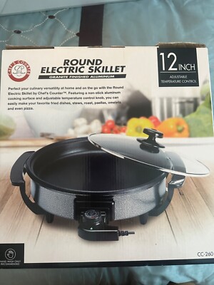 Round Electric Skillet CHEF’S COUNTER CC-260 12" Aluminum Hot Plate ...