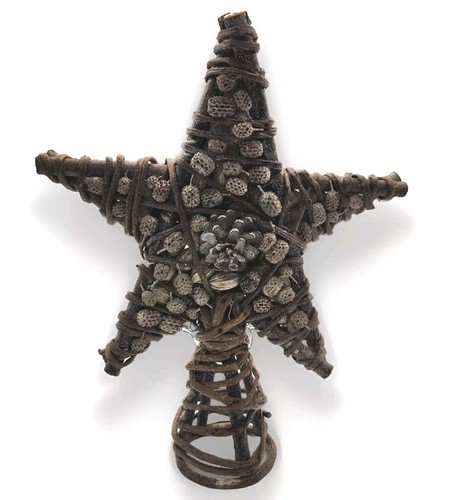 Grapevine Pine Cone Xmas Tree Star Topper Primitive Cabin Farmhouse ...