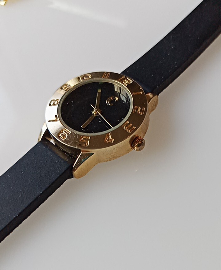 Collezio Gold Tone Women's Watch With Black Silicone Band | eBay