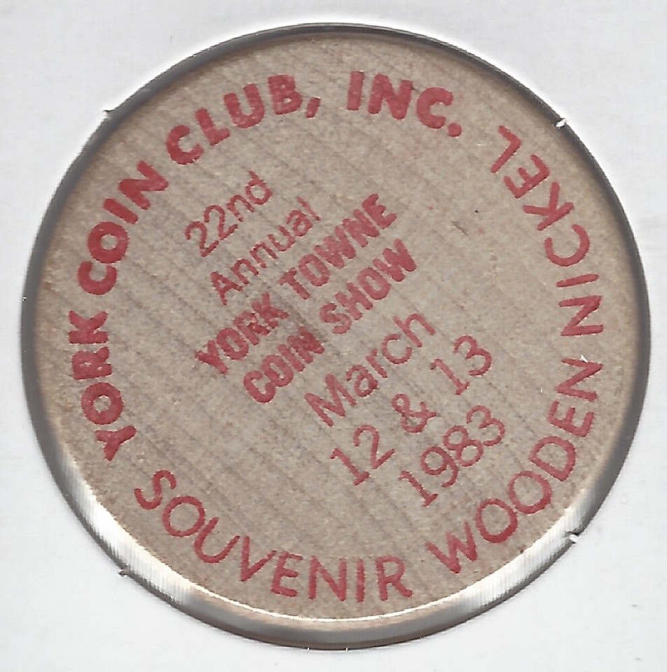 1983, York Coin Club, York Towne Coin Show, Pennsylvania, RED Wooden ...