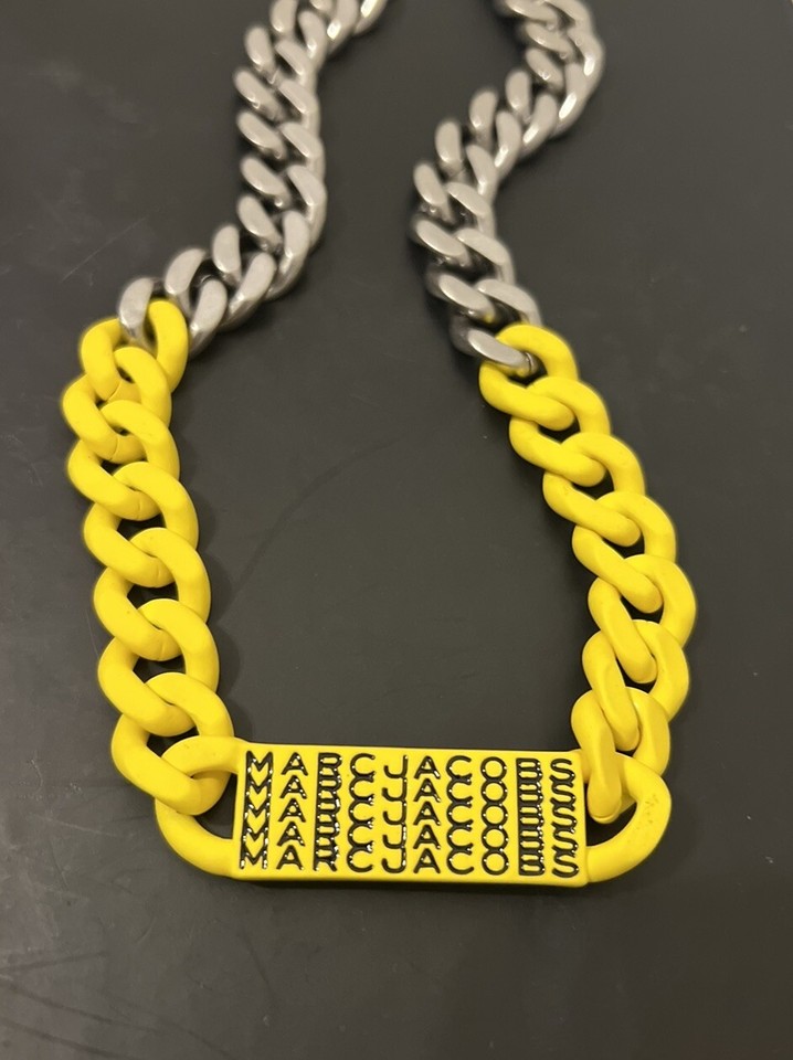 MARC JACOBS THE BARCODE MONOGRAM ID CHAIN NECKLACE YELLOW | eBay