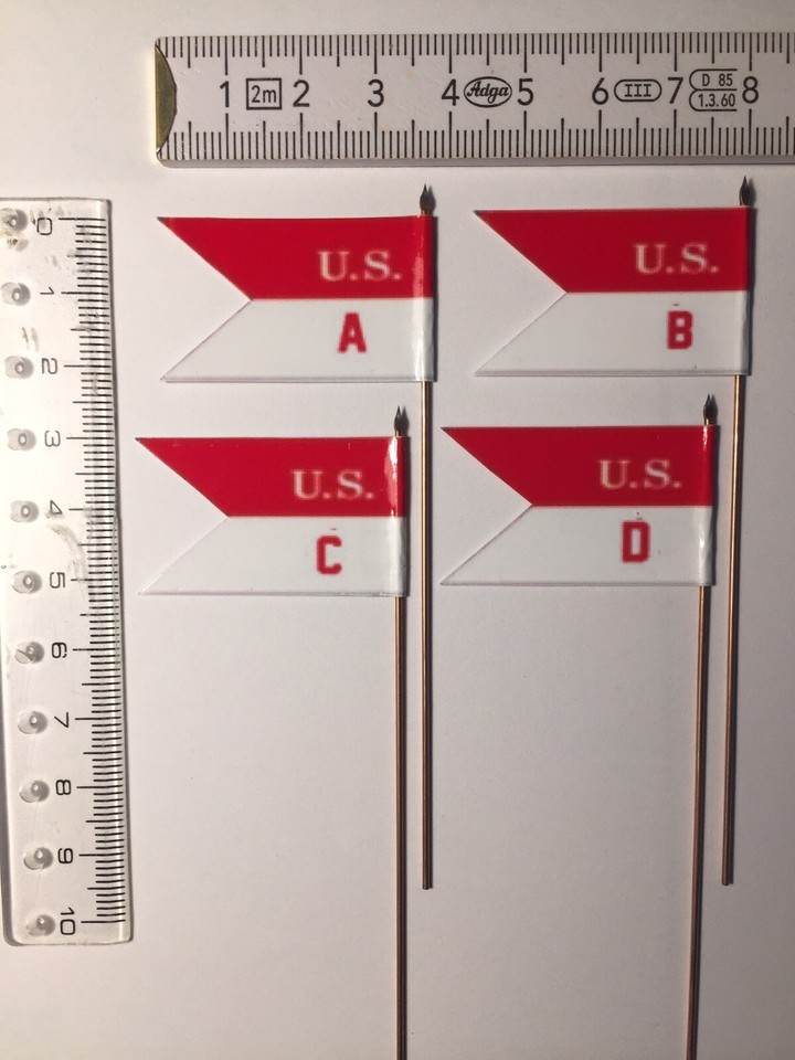 1355) 4x 54mm 1:32 ACW Union Flag Guidon for Cavalry Companies A B C D ...