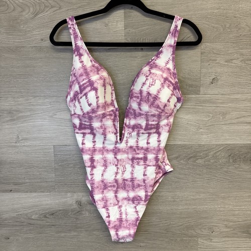 Bar III One Piece Swimsuit Women's M Purple Tie Dye Strappy Sweetheart ...