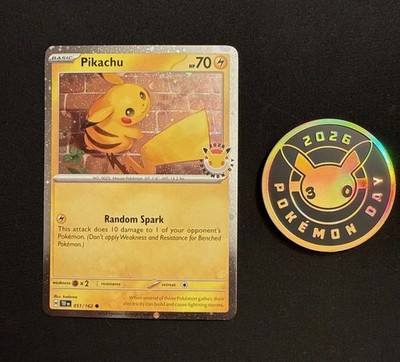 Pikachu 051 /162 Stamped 2026 Pokemon Day 30 Promo TCG With Coin | eBay
