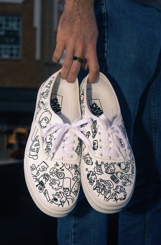 Simpsons line art Vans Custom Made | eBay Australia