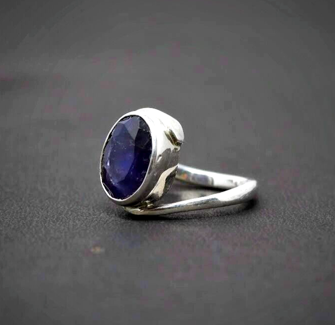 Natural CERTIFIED Precious Blue Sapphire Neelam Gemstone 925sterling ...