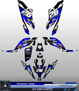 Yamaha Raptor 250 graphics kit decals stickers KIT ATV (high tack) | eBay