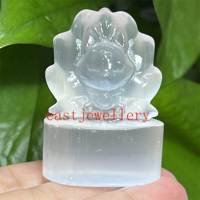 2" Natural Selenite Nine-tailed fox Skull Quartz Crystal Skull ...