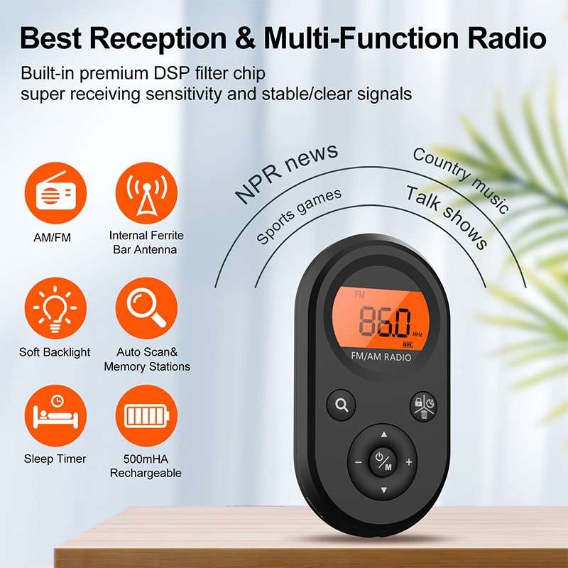 AM FM Portable Mini Radio Rechargeable Pocket Radio with Backlight ...