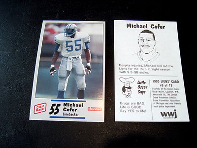 1990 MICHAEL COFER DETROIT LIONS * POLICE / OSCAR MAYER NM CARD # 9 | eBay