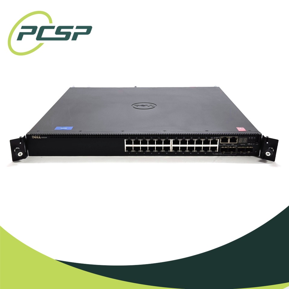 Dell N3024 24-Port Ethernet Network Switch w/ Rackmount Ears and Inner ...