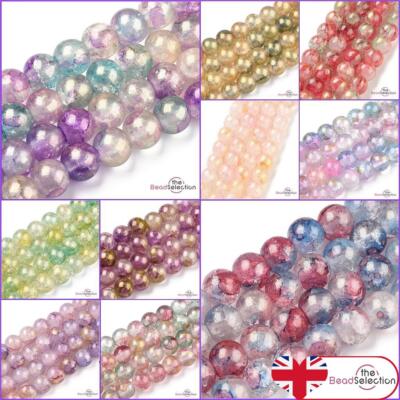 'Sparkles' Marbled Round Glass Beads 8mm Jewellery Making 12 Colours ...