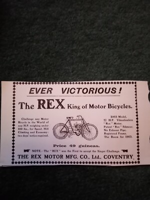ZZ7 Ephemera Coventry reprint advert rex motor mfg Co Ltd | eBay UK