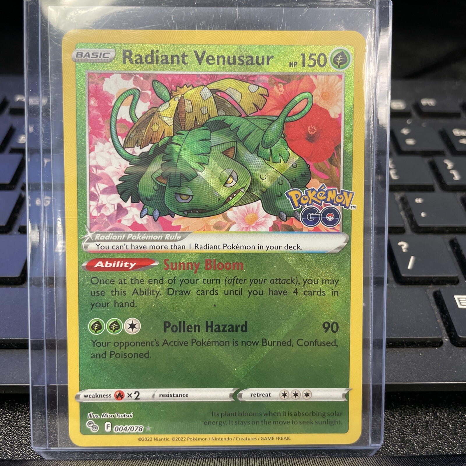 Pokémon TCG Radiant Venusaur Pokemon GO 004/078 Holo NM + Top Loader | eBay