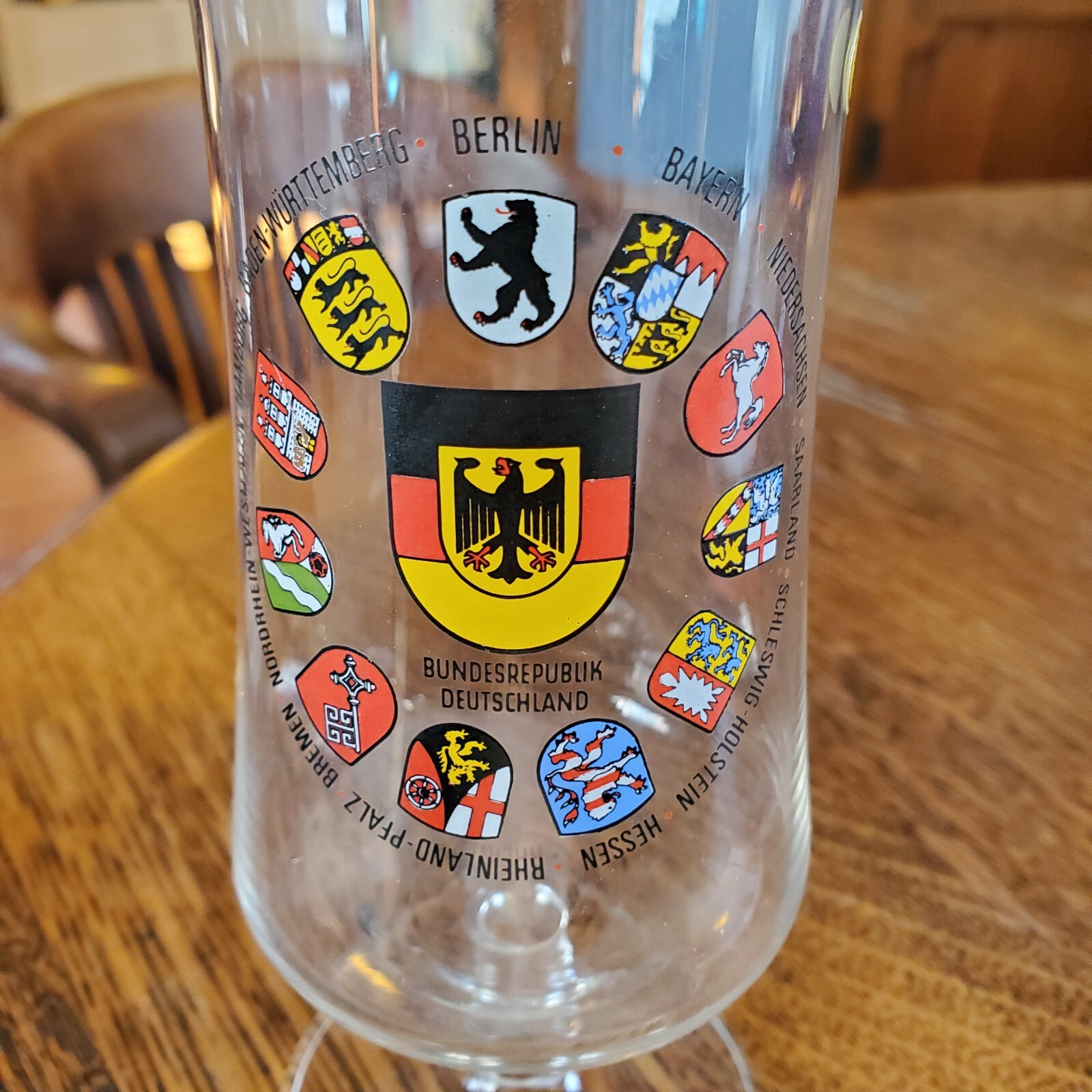 German Beer Glass "Bundesrepublik Deutschland" Coat of Arms & 11 States ...