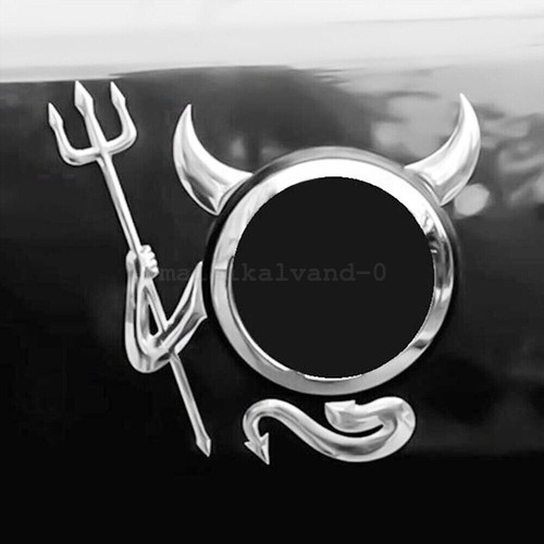DIY Silver Car Rear Trunk Logo Decor Sticker 3D Funny Vinyl Devil Demon ...