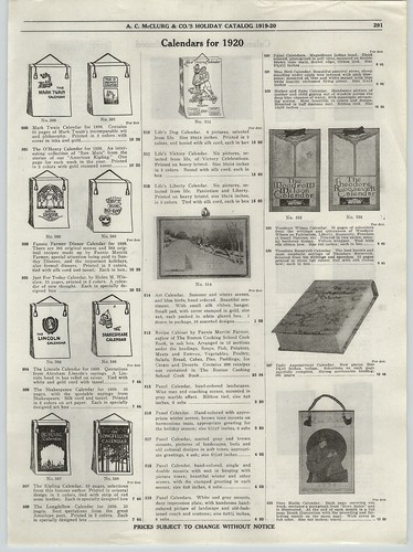 1919 PAPER AD 2 Sided 1920 Calendars Woodrow Wilson Teddy Roosevelt ...