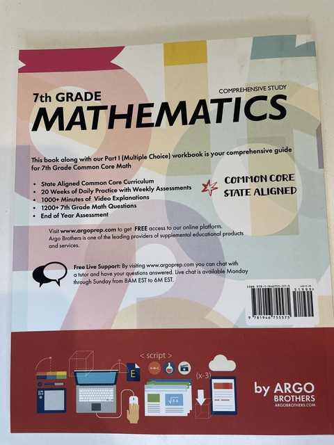 7th Grade Common Core Math Response 2019 Argo Brothers Paperback Parts ...