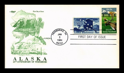 DR JIM STAMPS US COVER ALASKA STATEHOOD 25TH ANNIVERSARY FDC COMBO ...