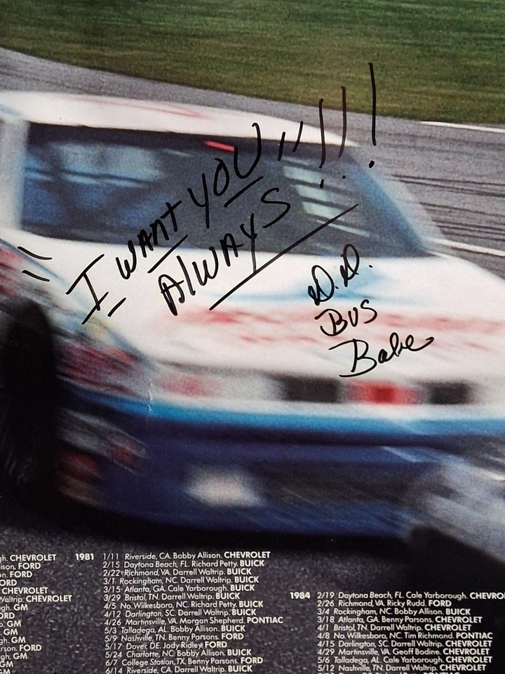 500 NASCAR Wins Darrell Waltrip Autographed Poster | eBay UK