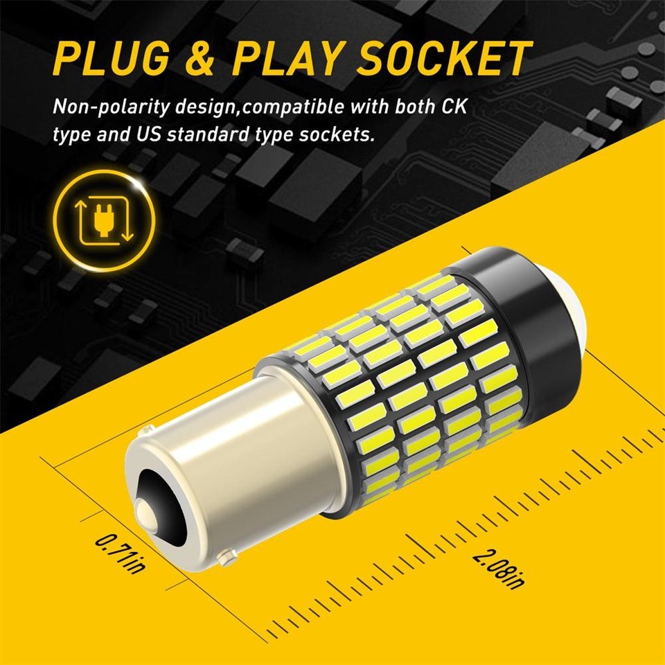 LED Reverse Lights CANBUS 1156 1156NA Pure White Lamps 2Pcs Bright US ...