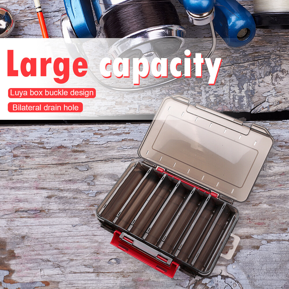 Fishing Lure Box Double Side Bait Case Organizer Fishing Tackle (L Grey ...