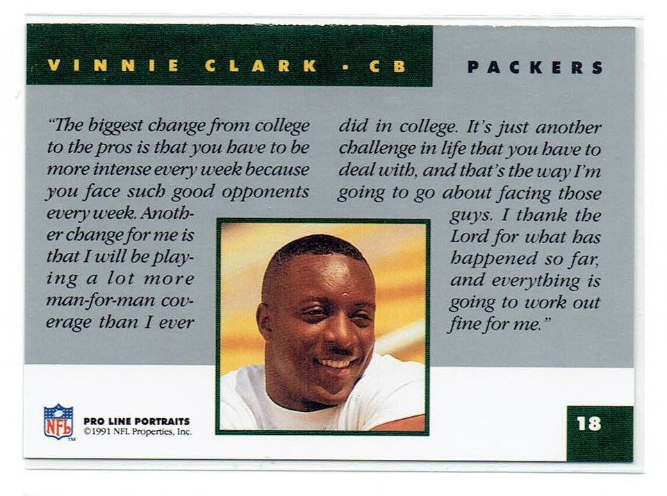 1991 NFL Pro Line Portraits Vinnie Clark #18 | eBay