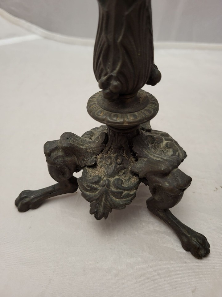 Pair of MCM Bronze Brass Marble Candlesticks with beast feet Gothic ...