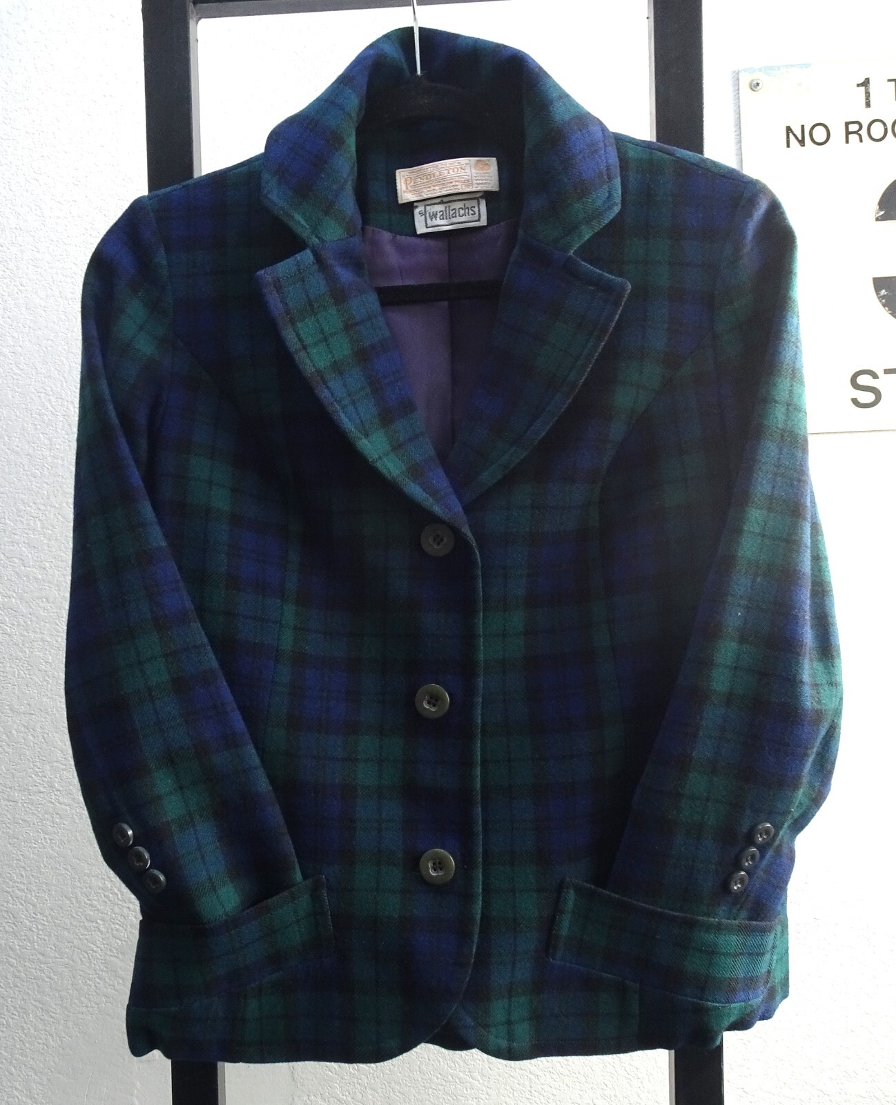 Vintage Pendleton Plaid Wool Blazer Black-watch Blue … - Gem