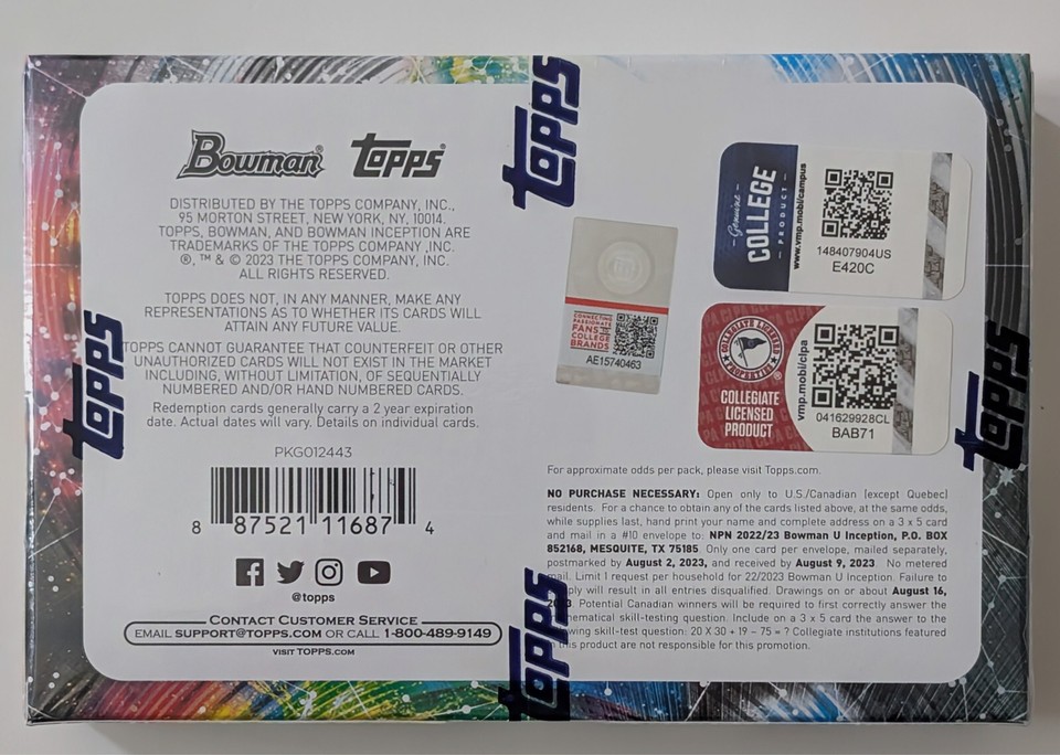 (FACTORY SEALED) 2022-23 BOWMAN UNIVERSITY INCEPTION MULTI SPORT HOBBY ...