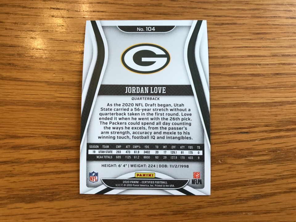 2020 Panini Certified Jordan Love mirror orange #’d 111/199 | eBay