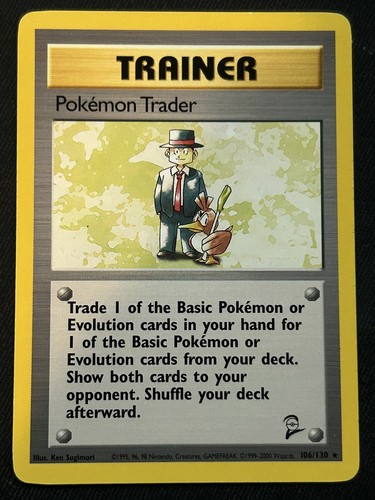 Pokemon Trader 106/130 Base Set 2 Rare MP-HP 2000 Vintage Pokémon TCG ...