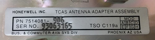 TCAS Antenna AT910 7514081-906 w/ June 2018 Repaired 8130 | eBay