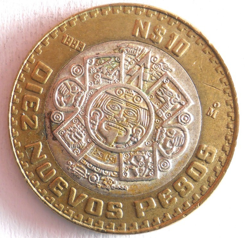 1993 MEXICO 10 PESOS - Excellent Silver Bi-Metal Coin - Rare Type - Lot ...