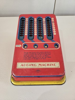 Vintage Wolverine Tin Toy Adding Machine Red & Blue 1950s Working | eBay