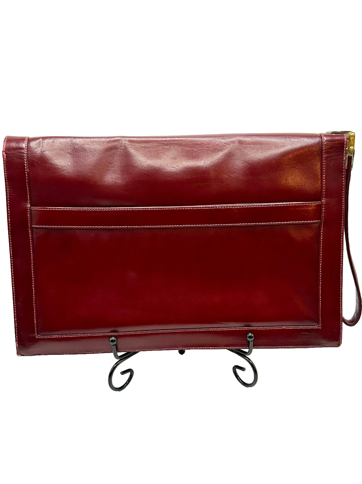 Vintage Lou Taylor Oxblood Leather Clutch, With Swing Out Mirror | eBay