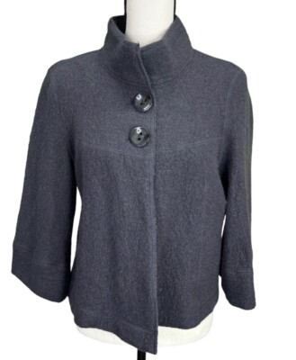 NWOT Sandro Boiled Wool Charcoal Cropped Swing Jacket XL | eBay