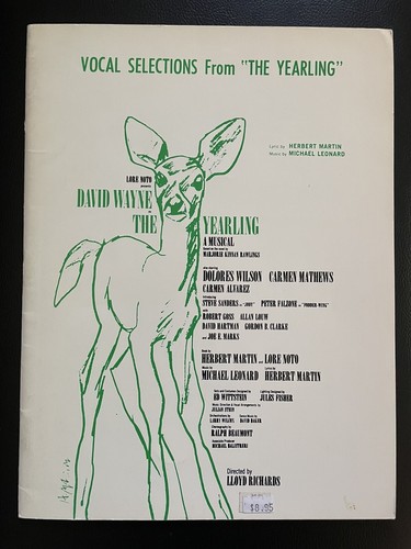 THE YEARLING Vocal Selections, VERY RARE! 1965 Broadway Sheet Music ...