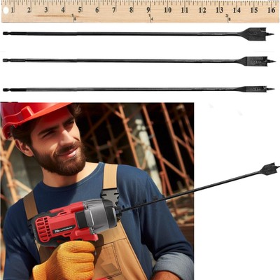 Fits HERCULES 16 in. Long-Reach, 1/4 in. Hex Shank Spade Bits, 3-Piece ...