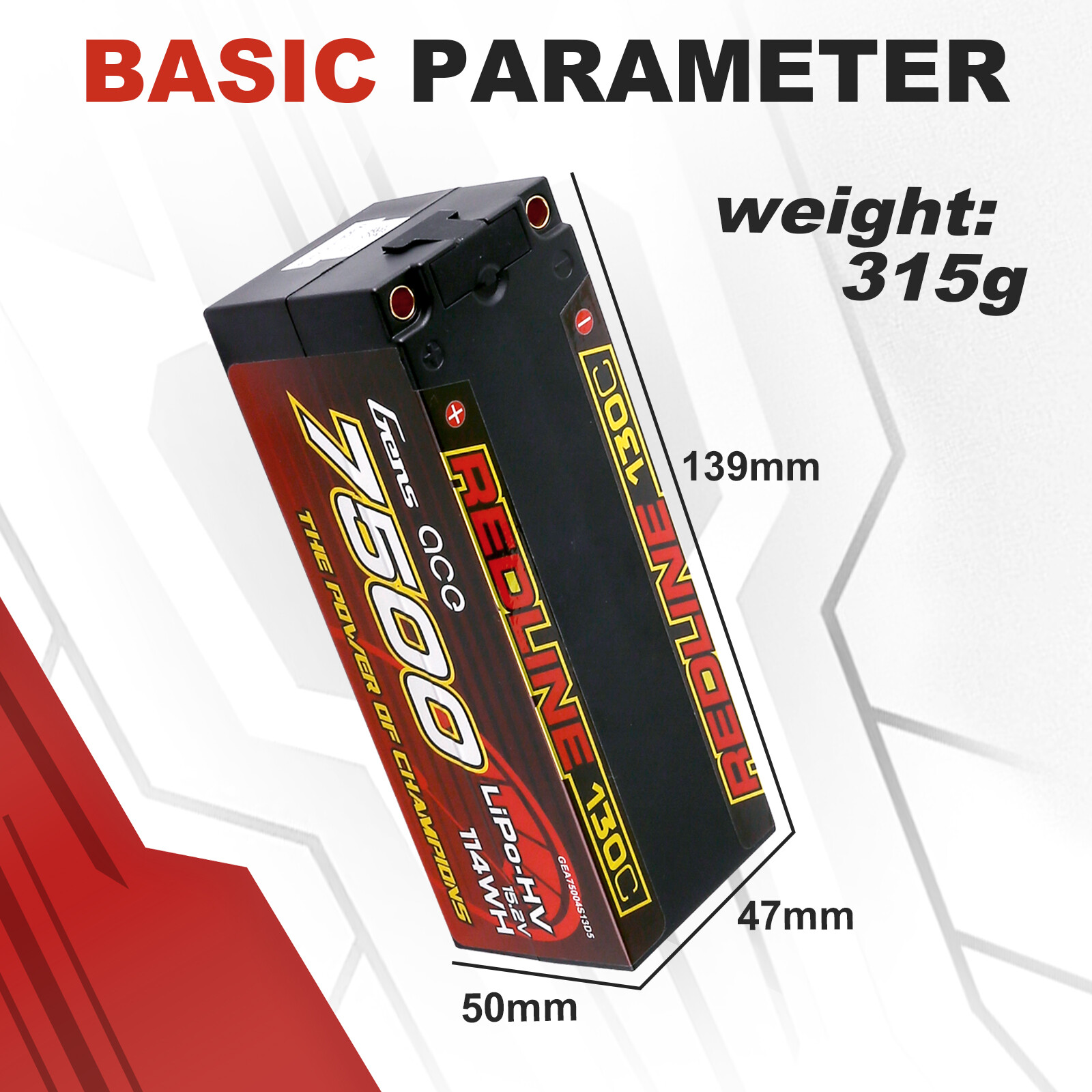 2X Gens Ace 7500mAh 130C 15.2V HV Lipo Battery 4S HardCase For 1/8 ...
