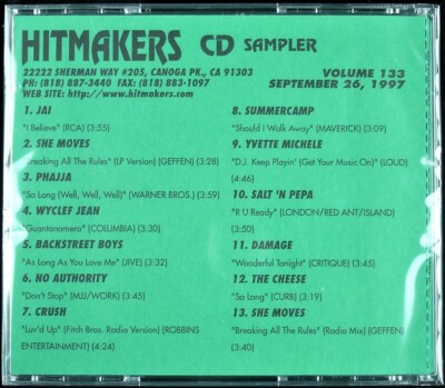 HITMAKERS CD SAMPLER "VOLUME 133 - SEPTEMBER 1997" CD COMPILATION PROMO ...