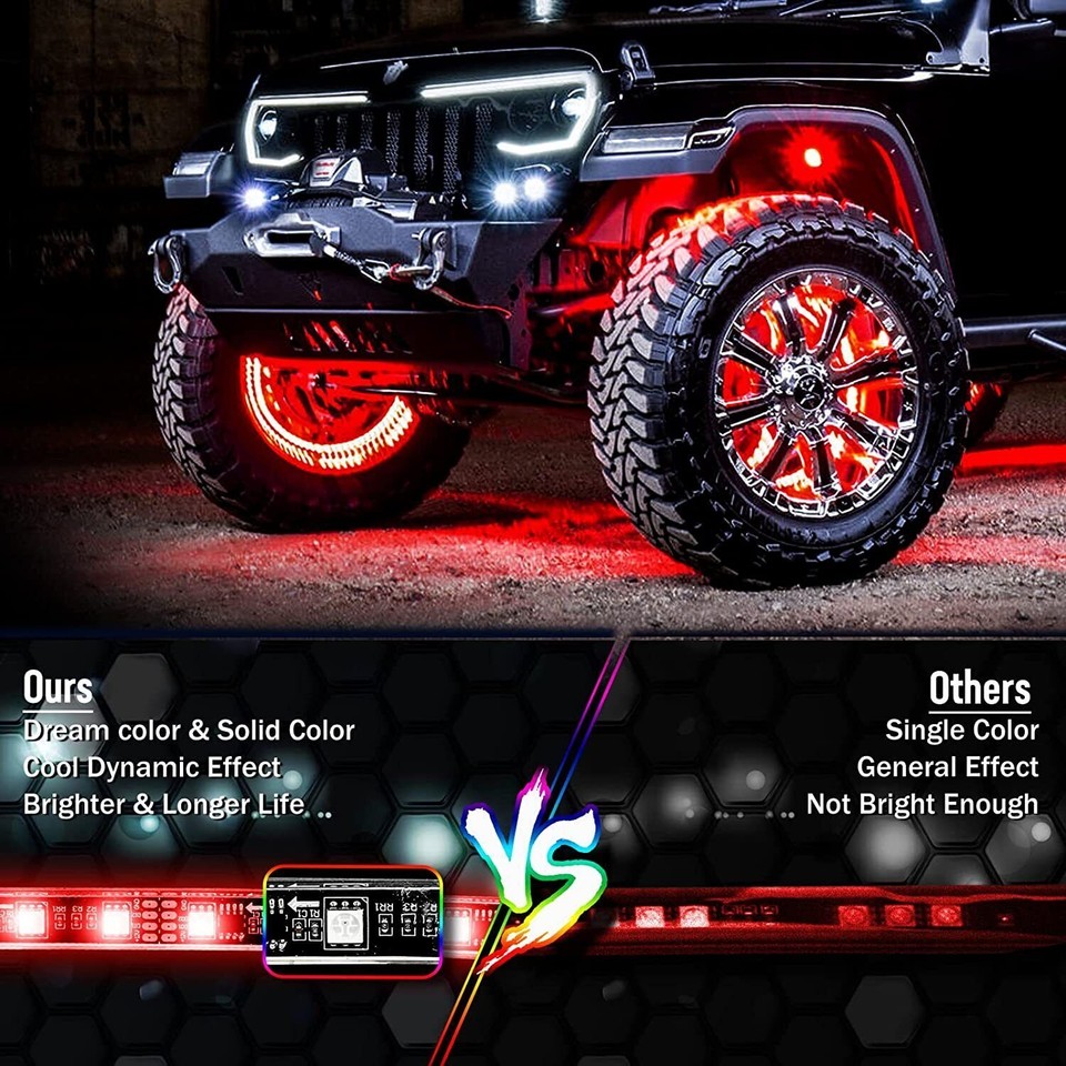 Set 4x 15.5'' RGB Wheel Ring Light LED Kit For Truck Car Rim Light ...