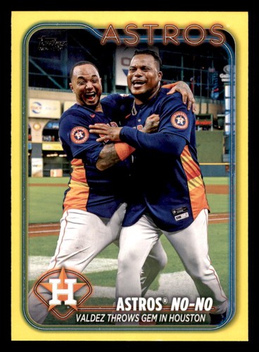 2024 Topps Yellow #329 Astros No-No: Valdez Throws Gem in Houston ...