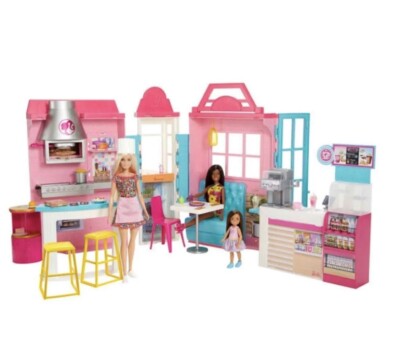 New BARBIE Cook 'n Grill Restaurant Fold 'n Go Bonus 3 Doll Set Chelsea ...