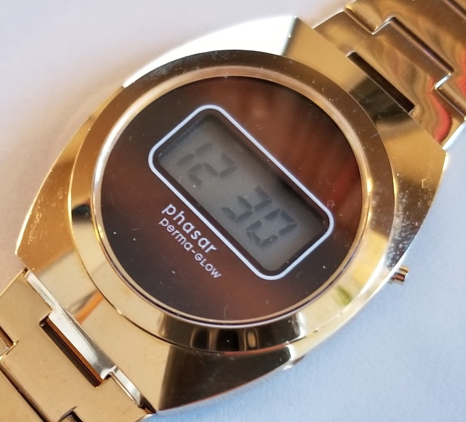 PHASAR NSC 3 NOS VINTAGE & 1 PRE-OWNED GOLD PLATED DIGITAL LCD MEN'S ...