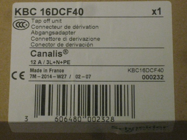Schneider Canalis Tap off Unit 12 Amp 3l N PE KBC16DCF40 for sale ...