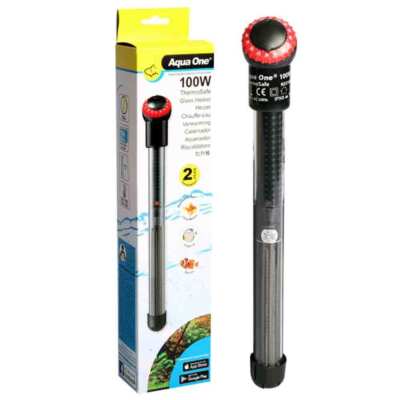 Aqua One ThermoSafe Aquarium Glass Heater 100w Warm Fish Tank ...
