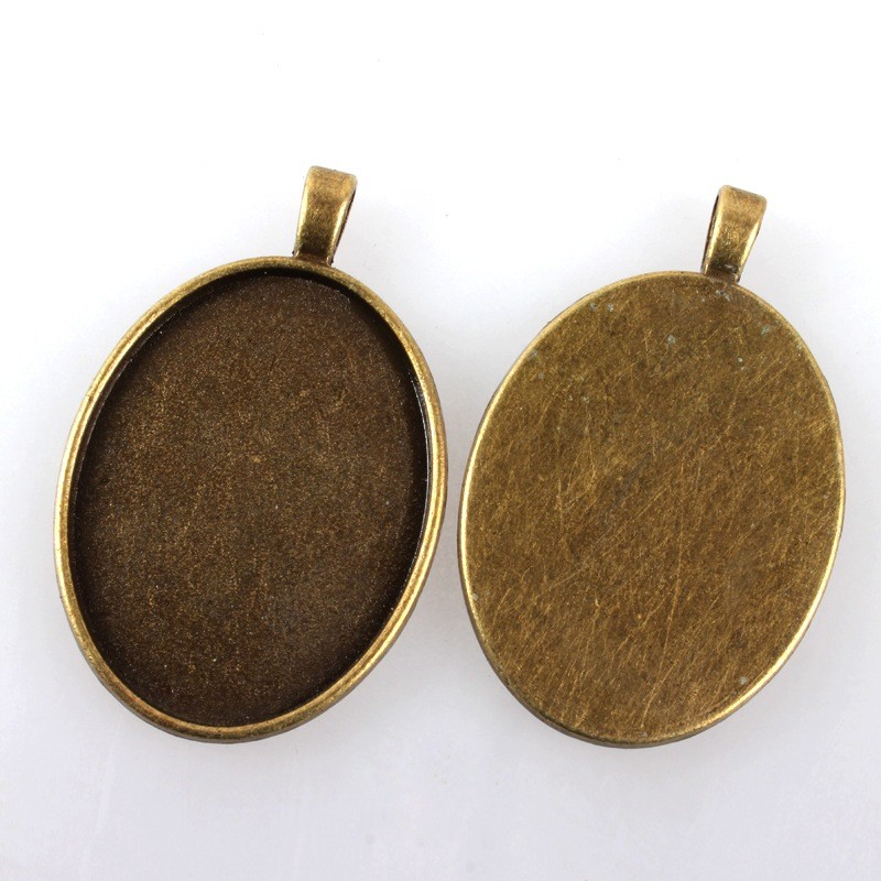 10pcs Antique Bronze DIY Pendant Cabochon Setting Bezels Blanks Oval ...