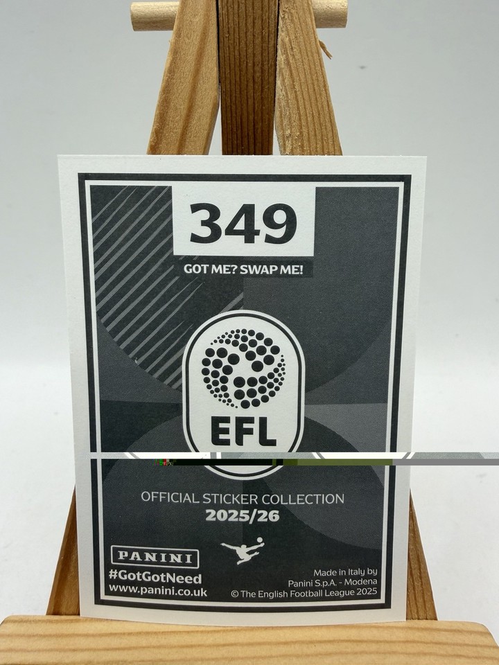 PANINI EFL 2025 - 26 STICKER Pierce Charles Sheffield Wednesday #349 ...