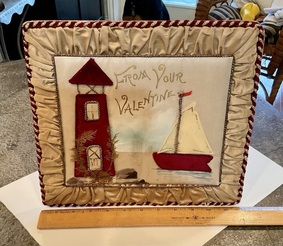 RARE Antique Victorian Padded SILK Frame VALENTINE CARD | eBay